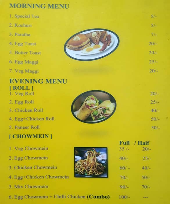 Menu of Hungry Birds, Kestopur, Kolkata