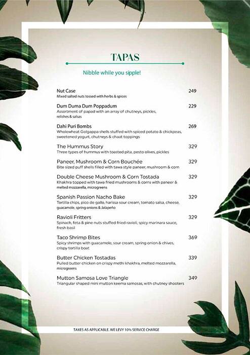 Menu of Tasa Kitchen Bar & Terrace, Raj Nagar, Ghaziabad