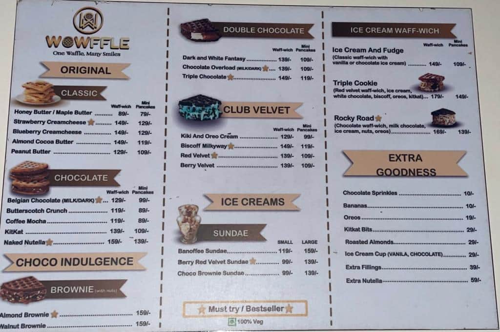Menu of Wowffle, Mulund West, Mumbai