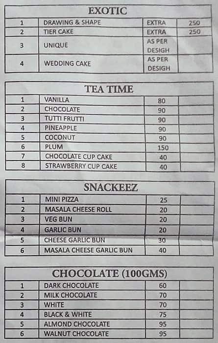 Menu at Melting Moments, Mumbai, Shop 15