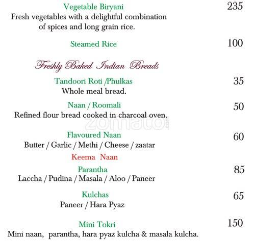Menu at Masala Craft, Bengaluru