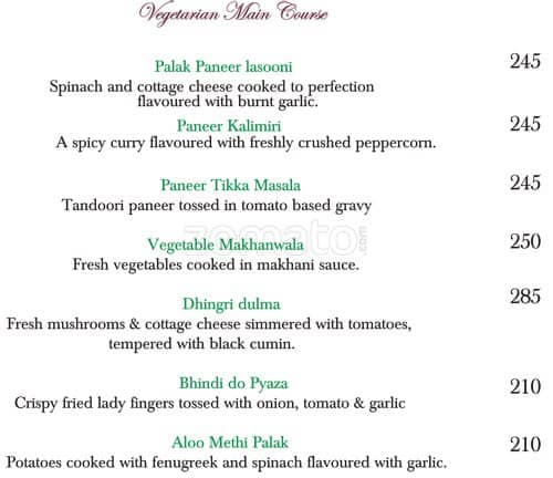 Menu at Masala Craft, Bengaluru