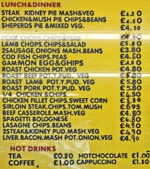 Menu at Duke's Caffe, London, 8 Sydenham Rd