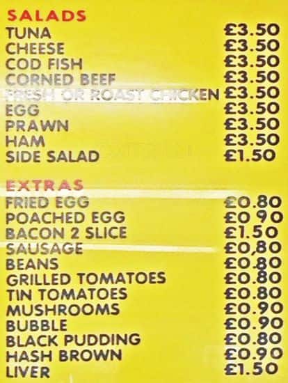 Menu at Duke's Caffe, London, 8 Sydenham Rd