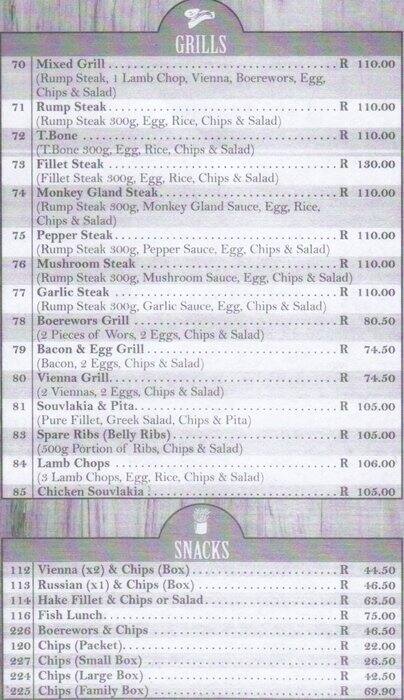 Menu at The Apple Bite Roadhouse & Pizzeria, Germiston