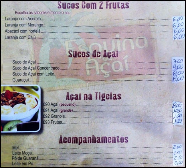 Menu em Açai & Burger café, São Paulo, Avenida Diogenes Ribeiro de Lima ...