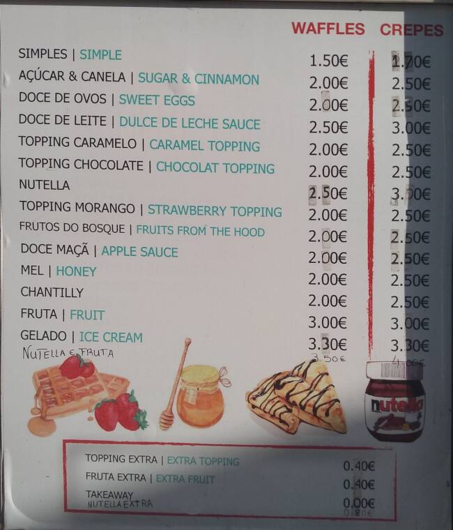 Menu at O Belga desserts, Silveira