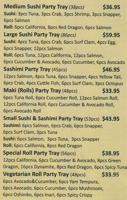 Menu at Wakame Sushi Weston Location restaurant, Toronto, Weston Rd #31