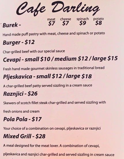 Cafe Darling Menu, Menu for Cafe Darling, Liverpool, Sydney ...