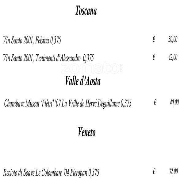 Menu at Roscioli restaurant, Rome