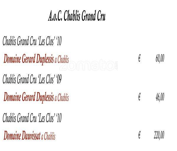 Menu at Roscioli restaurant, Rome