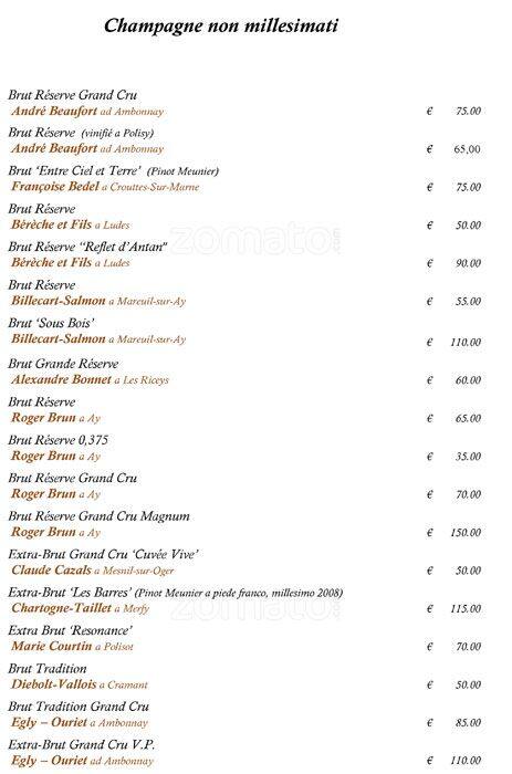 Menu at Roscioli restaurant, Rome