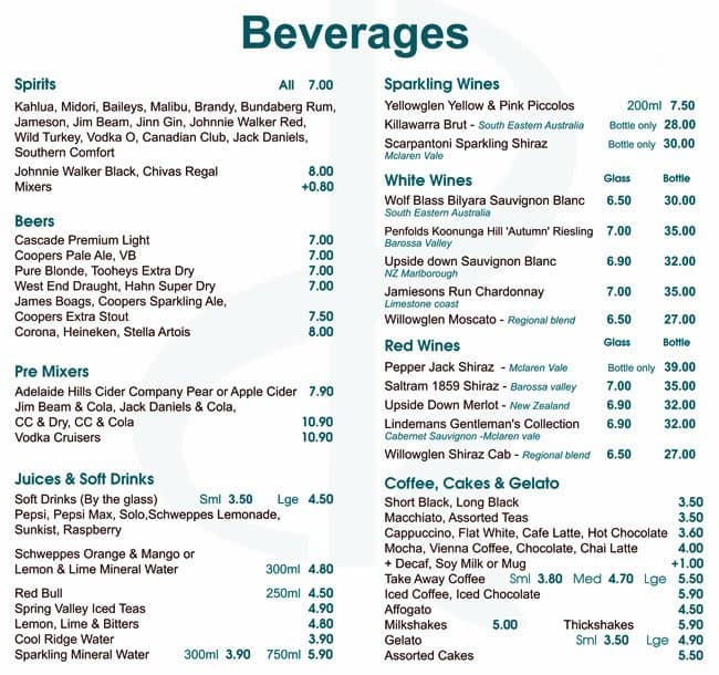 Menu at Caffe Acqua pizzeria, Elizabeth, Elizabeth Shopping Centre