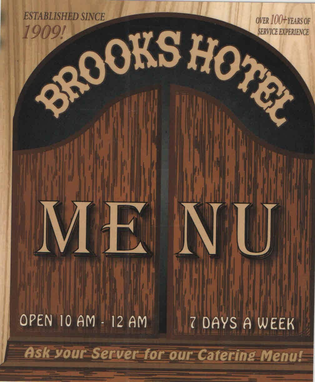 Menu at Brooks Hotel pub & bar, Brooks
