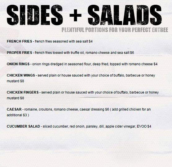 Menu at The Proper Slice pizzeria, Boston, 547 Washington St