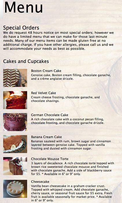 Menu at WaterCourse Bakery, Denver, 210 E 13th Ave