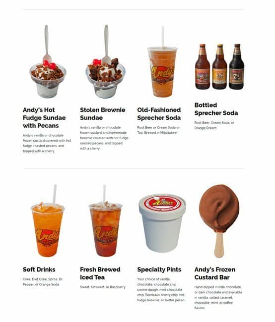 Menu at Andy's Frozen Custard desserts, Tulsa, E 102nd St S