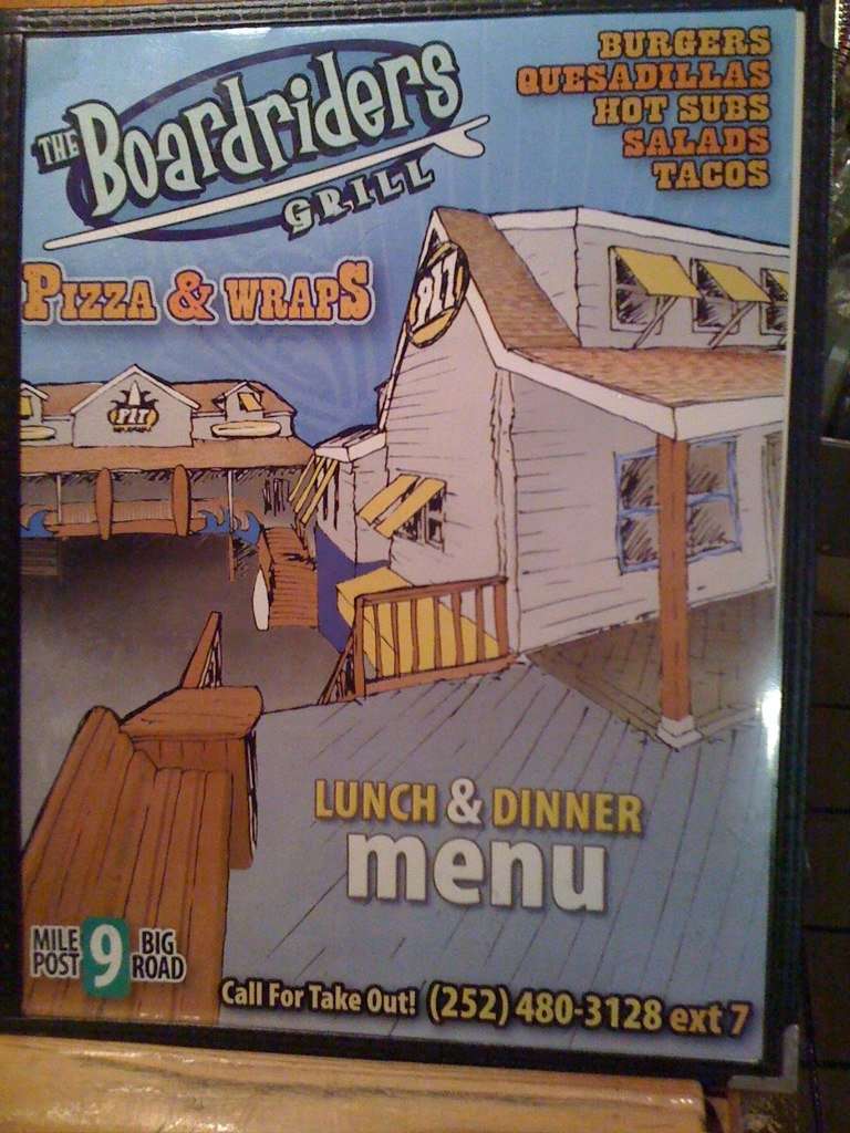 Menu at The Pit Surf Shop pub & bar, Kill Devil Hills