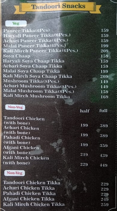 Menu of Tandoor Style, Lajpat Nagar 2, New Delhi