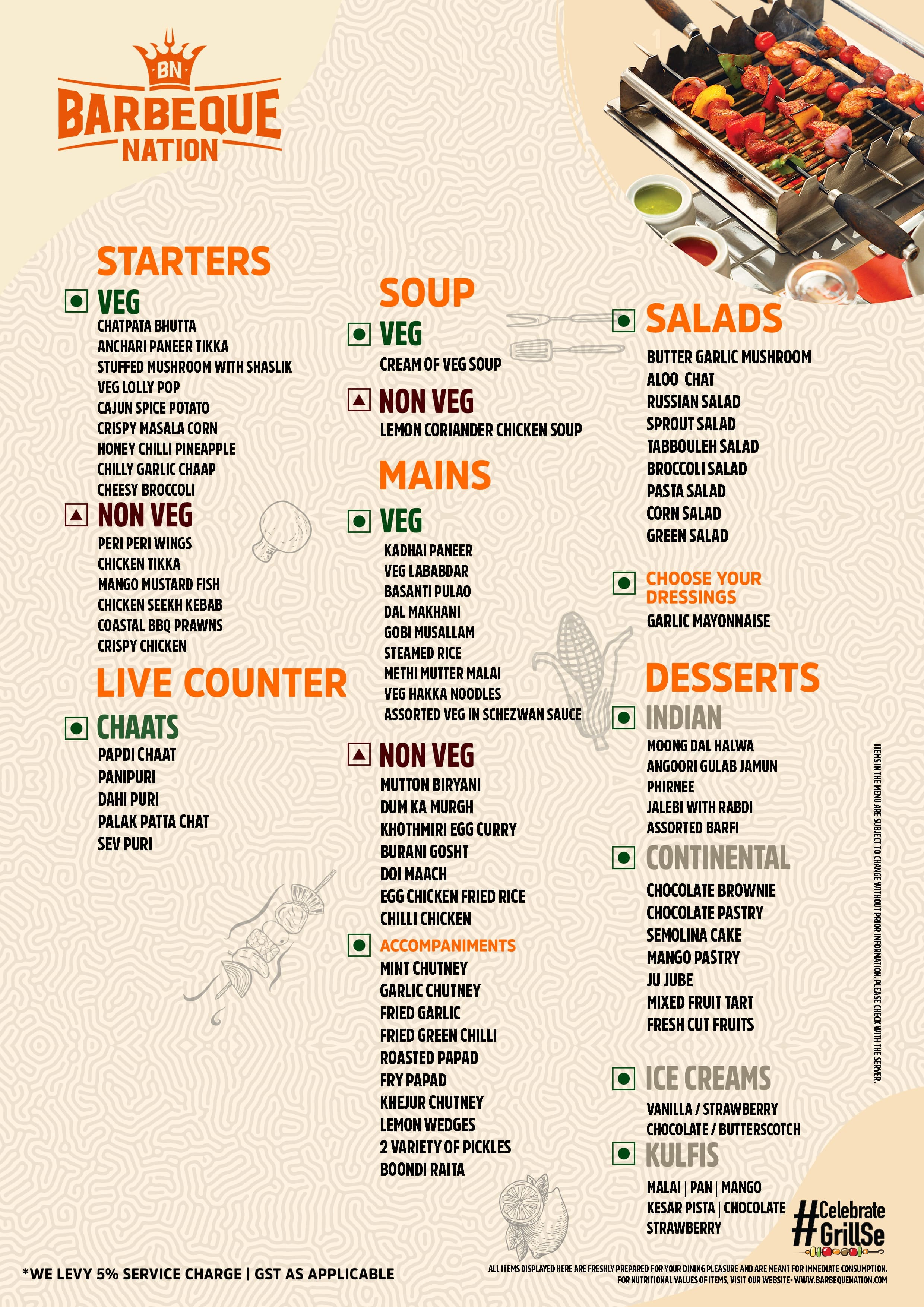 Menu of Barbeque Nation, Sector 5, Salt Lake, Kolkata