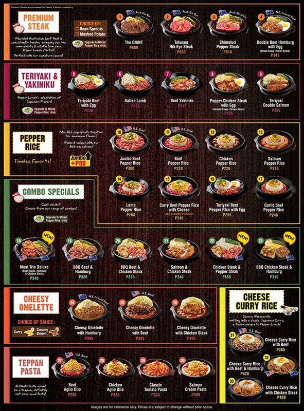 Menu At Pepper Lunch Restaurant Santa Rosa Ayala Malls Solenad Nuvali