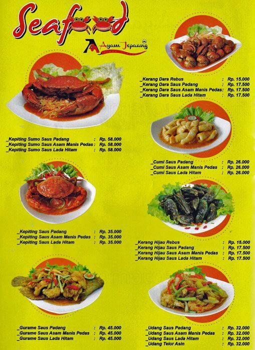 Menu at Ayam Jepaang restaurant, Bekasi Regency, Jl. M. Hasibuan