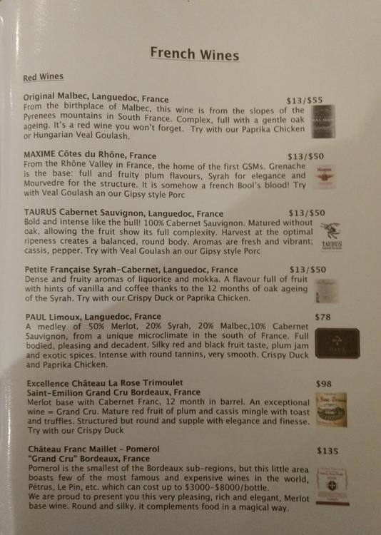 Menu at Bondi Cosmo Restaurant, Bondi