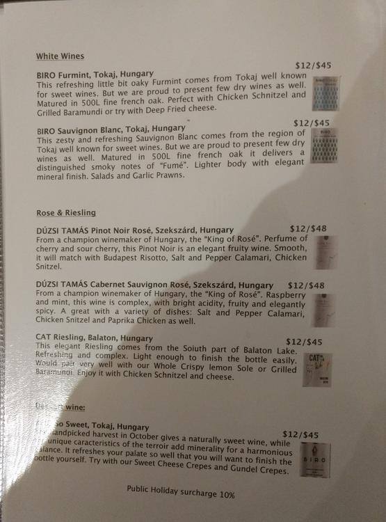 Menu at Bondi Cosmo Restaurant, Bondi
