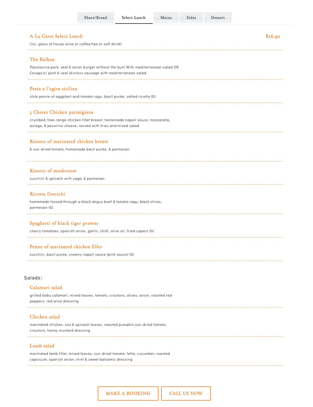 Menu at Vasko restaurant, Ivanhoe