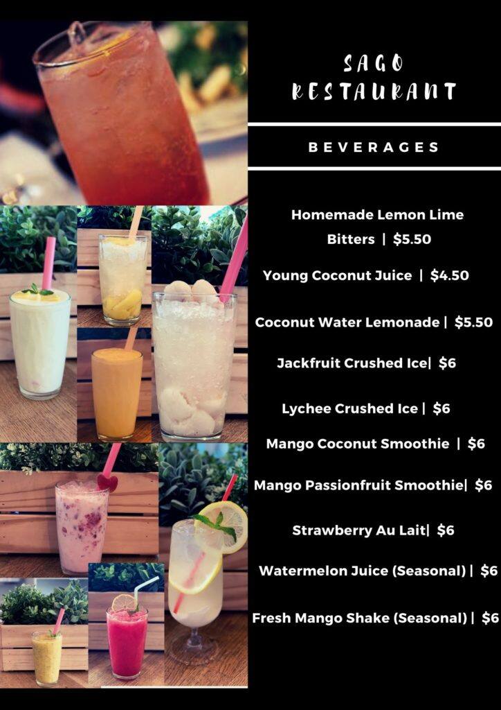 Menu at Sago Restaurant, Kelvin Grove