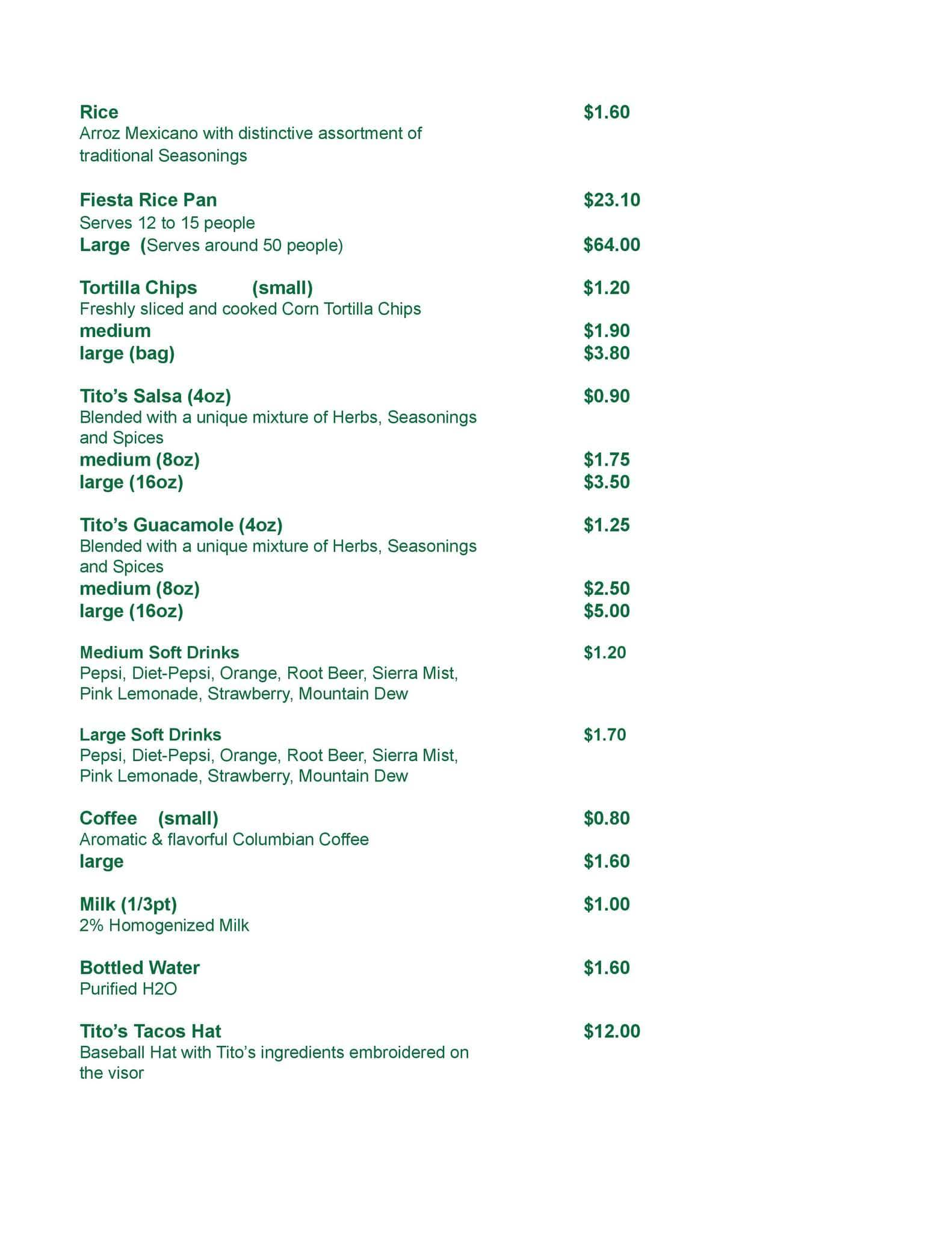 Menu at Tito’s Tacos restaurant, Culver City