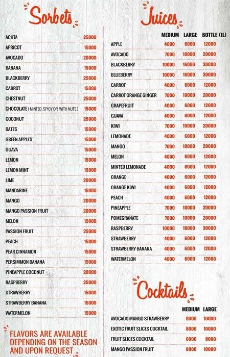 Pulp Menu, Menu for Pulp, Naccache, Metn - Zomato Lebanon