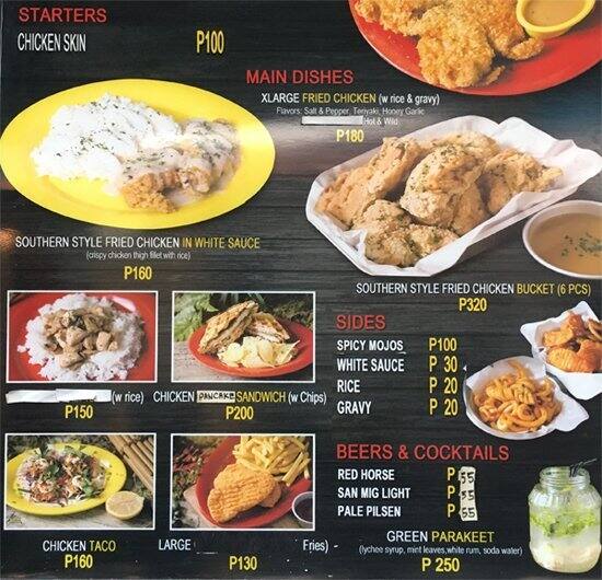 Menu at Wild Bird restaurant, Quezon City