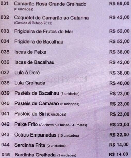 Menu em O Catarina pub & Bar, São Paulo, R. Caraíbas, 1074