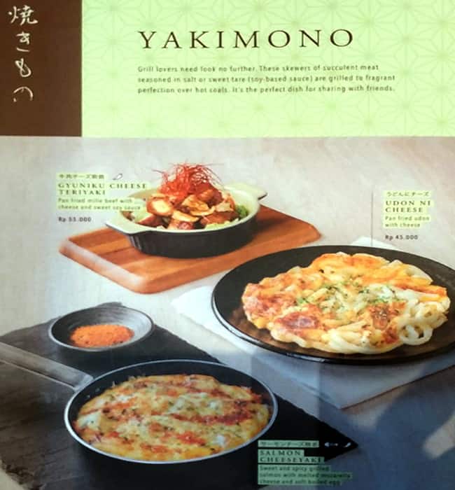 Menu at Sushi tei cafe, Jakarta