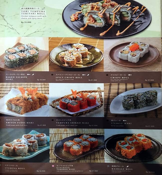 Menu at Sushi Tei Pacific Place restaurant, South Jakarta, QRF6+V3J