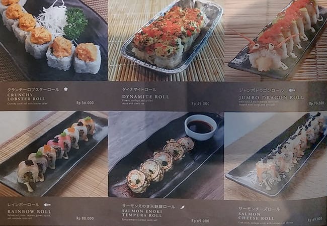 Menu at Sushi Tei CS restaurant, Central Jakarta, Jl. K.H. Mas Mansyur ...