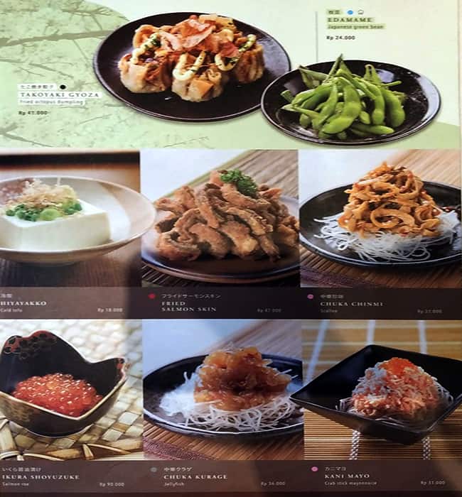 Menu at Sushi tei cafe, Jakarta