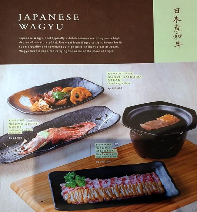 Menu at Sushi tei cafe, Jakarta