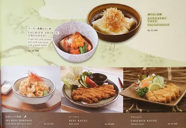 Menu at Sushi tei cafe, Jakarta