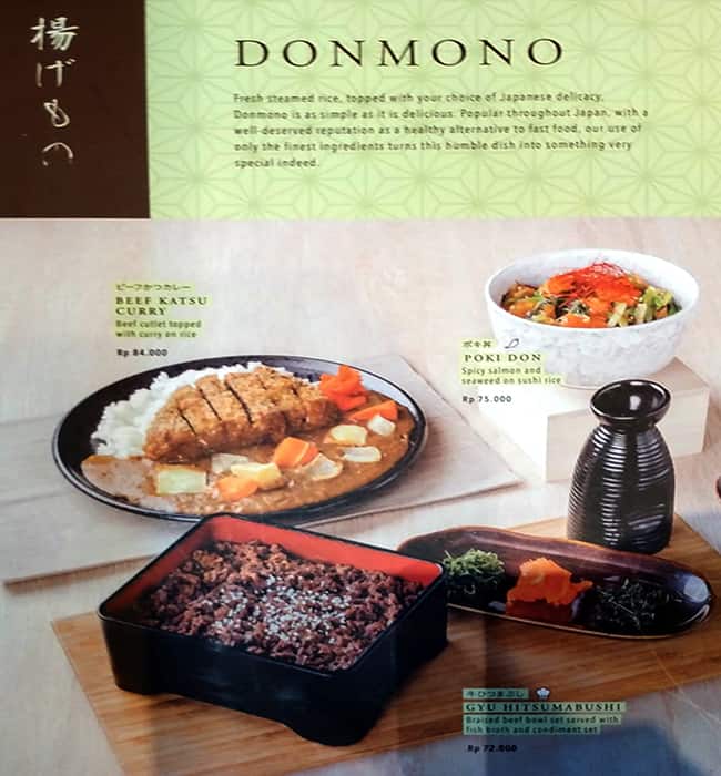 Menu at Sushi tei cafe, Jakarta