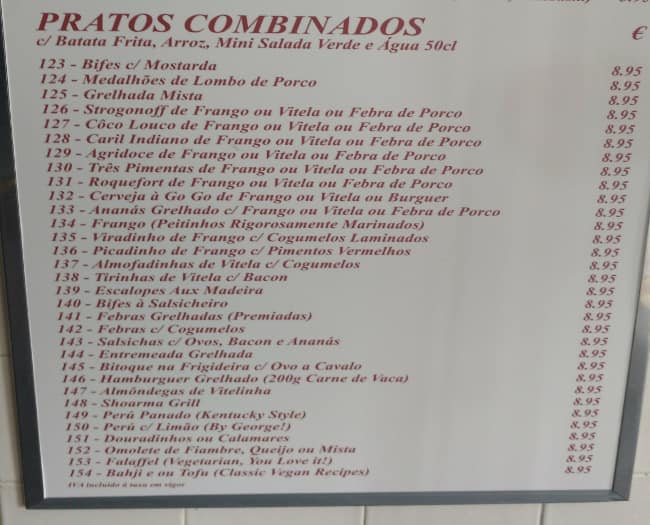Menu at Pão Pão Queijo Queijo restaurant, Lisbon