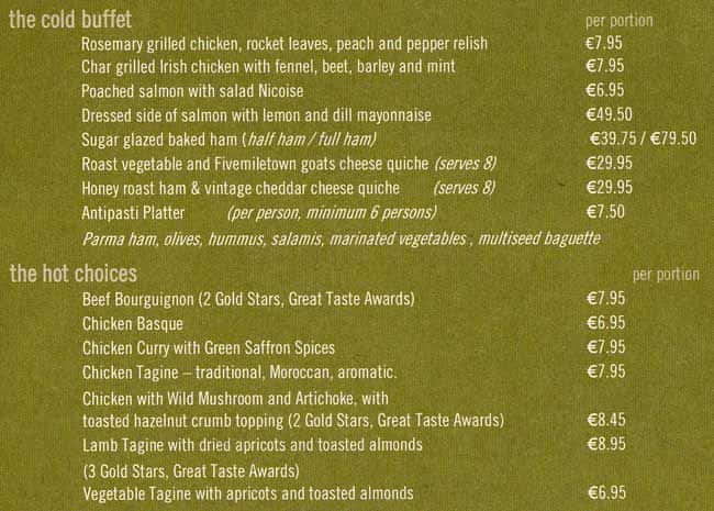 Menu at The Butler's Pantry cafe, Dublin, Unit 5 Castleknock Village Centre