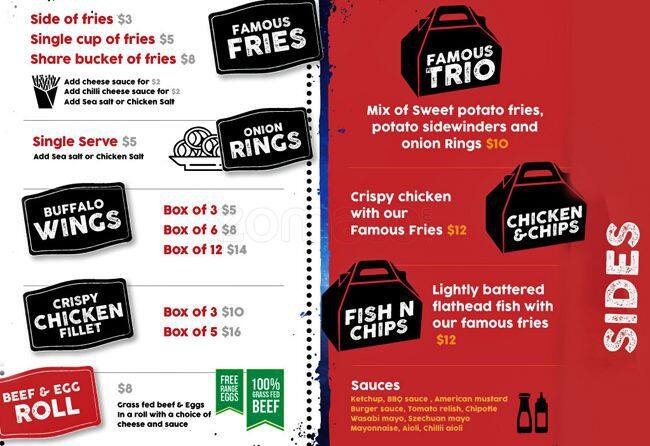 Menu at Universal Burger restaurant, Auburn