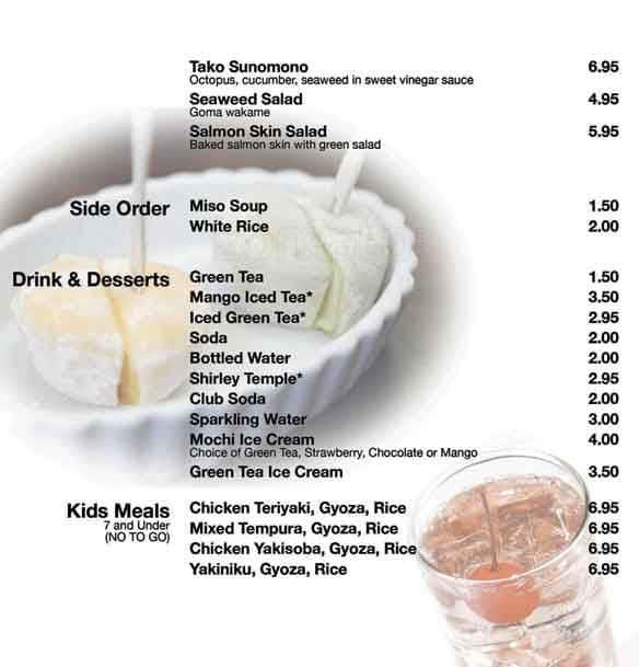 Menu at Hero Sushi restaurant, Hillsboro