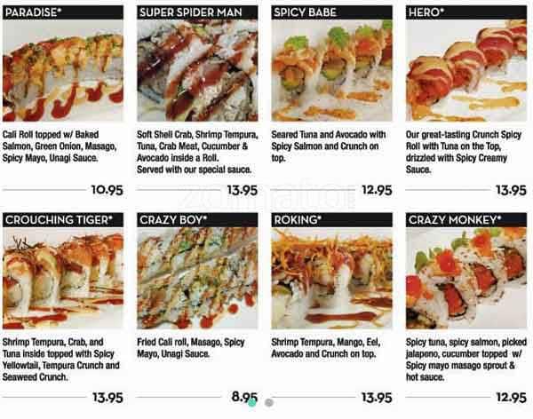 Menu at Hero Sushi restaurant, Hillsboro