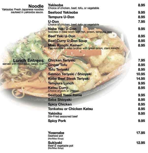 Menu at Hero Sushi restaurant, Hillsboro