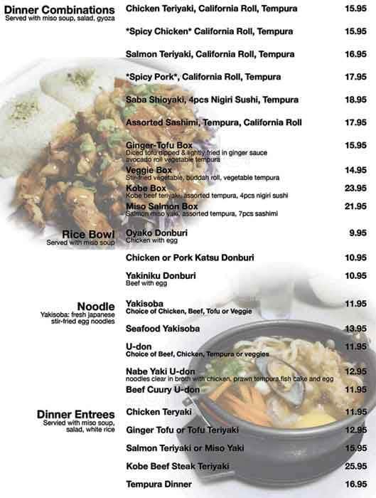 Menu at Hero Sushi restaurant, Hillsboro