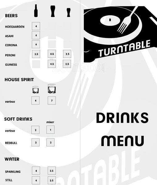 Menu at Turntable pub & bar, London