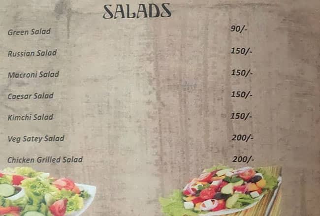 Menu of 22B The Resort, Meerut Cantt, Meerut